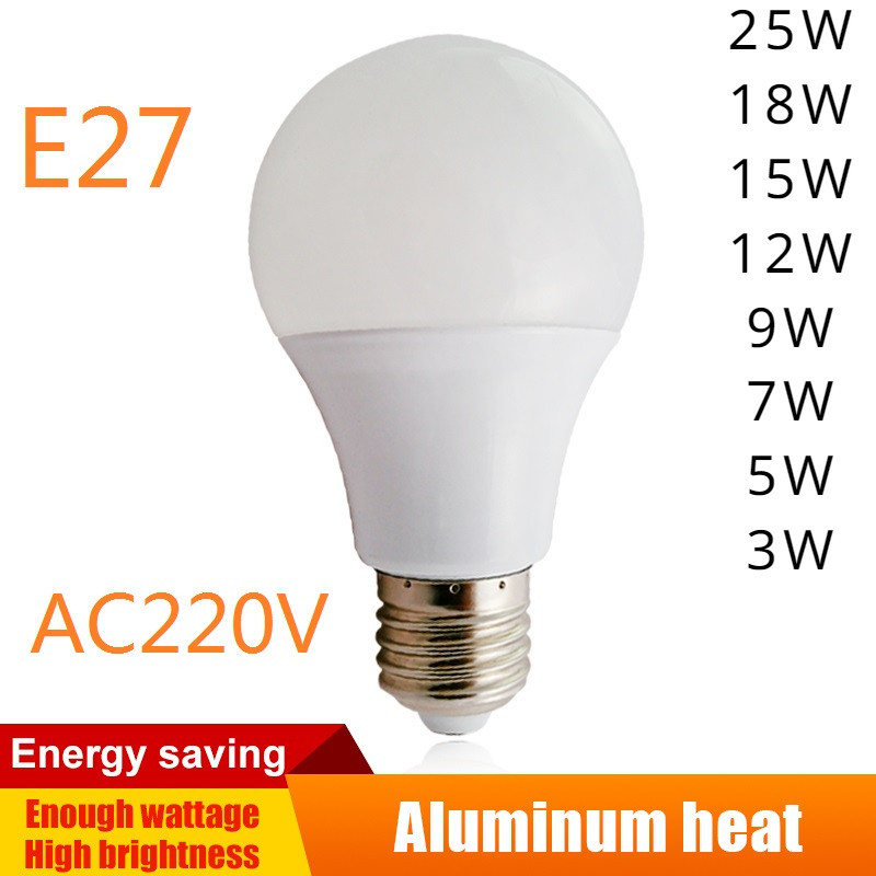 Bóng đèn LED E27 công suất cao AC 220V 230V 240V 25W 18W 15W 12W 9W 7W 5W 3W Lampada LED ...