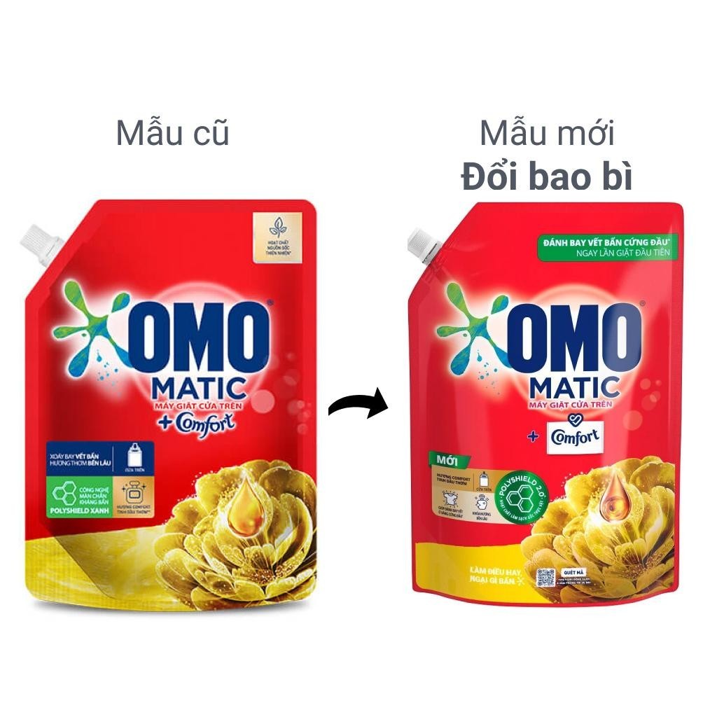 Nước Giặt OMO Matic Comfort Cửa Trên Túi 1.8kg Mẫu Mới Làm Sạch Chất ...