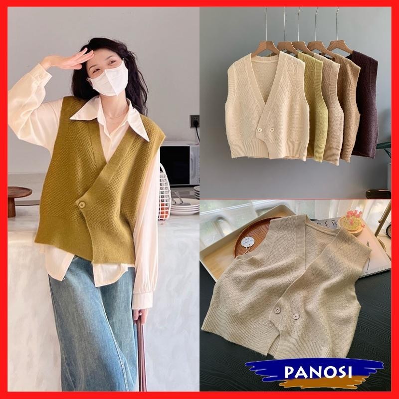 [XẢ KHO] Áo gile len hàn quốc áo ghile len nữ 2 khuy trơn vải len lông ...