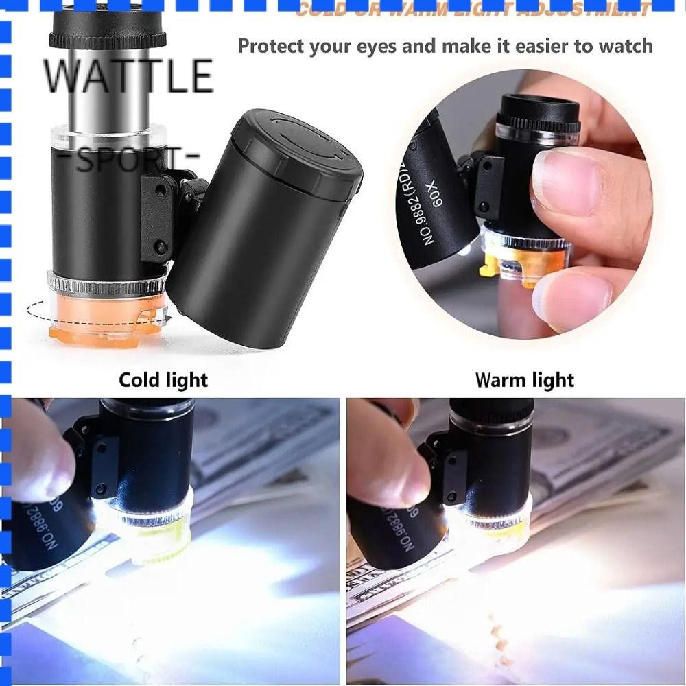 Kính hiển vi bỏ túi Mini WATTLE, Nhận dạng cổ 60X Jewelers Eye Loupe ...