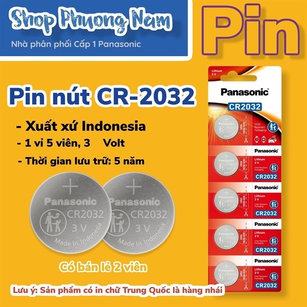 Pin nút 3V CR-2032 CR2032, 1 vỉ 5 viên, xuất xứ Indonesia (Vỉ) | Shopee ...
