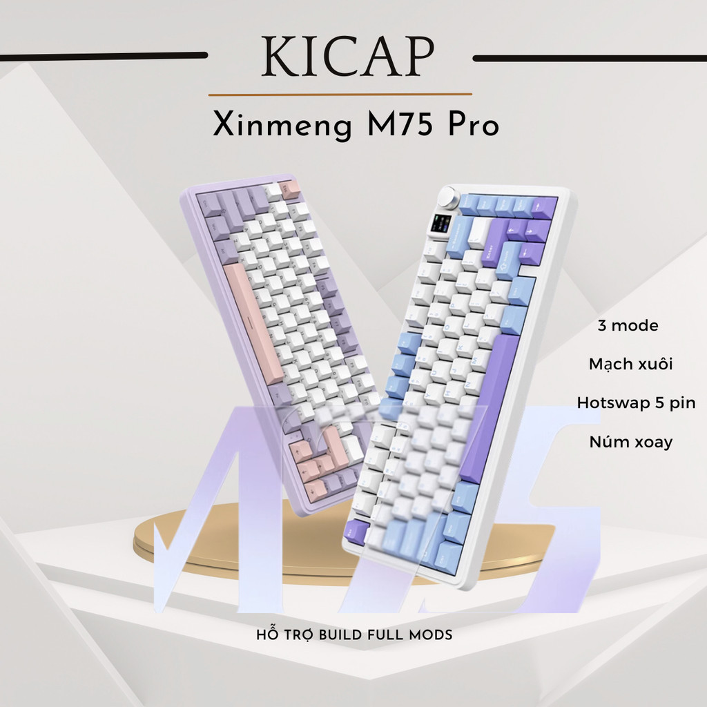 Bàn phím cơ Xinmeng M75 Pro mạch xuôi - Hỗ trợ hotswap - LED RGB nhiều chế độ - 3 mode kết nối ...
