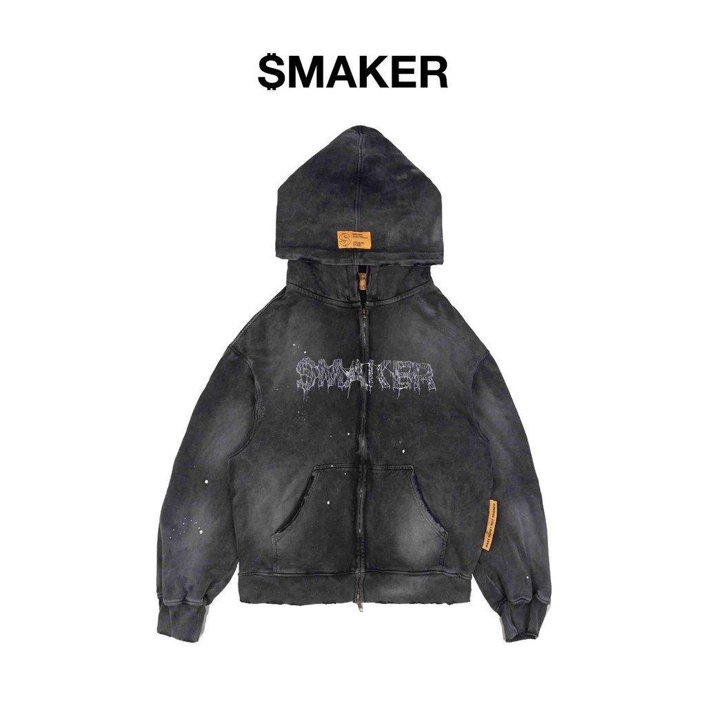 [SMAKER] Áo khoác zip hoodie màu xám 100% cotton ấm áp - $MAKER WEB ...