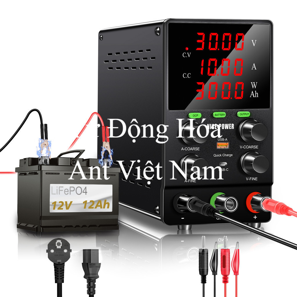Battery Charging DC Lab Power Supply 30V 10A 24V 12 Volt Adjustable Power Souce OCP Quick Output ...