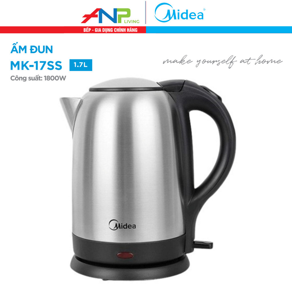Ấm Đun Nước Siêu Tốc 2 Lớp INOX Midea MK-17SS (Dung Tích 1.7L, Công Suất 1800W) | Shopee Việt Nam