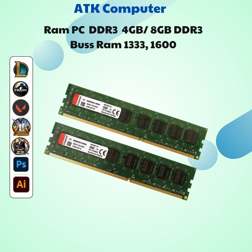 Ram PC máy bàn 4GB/ 8GB DDR3 Buss Ram 1333, 1600, Ram zin máy đồng bộ ...