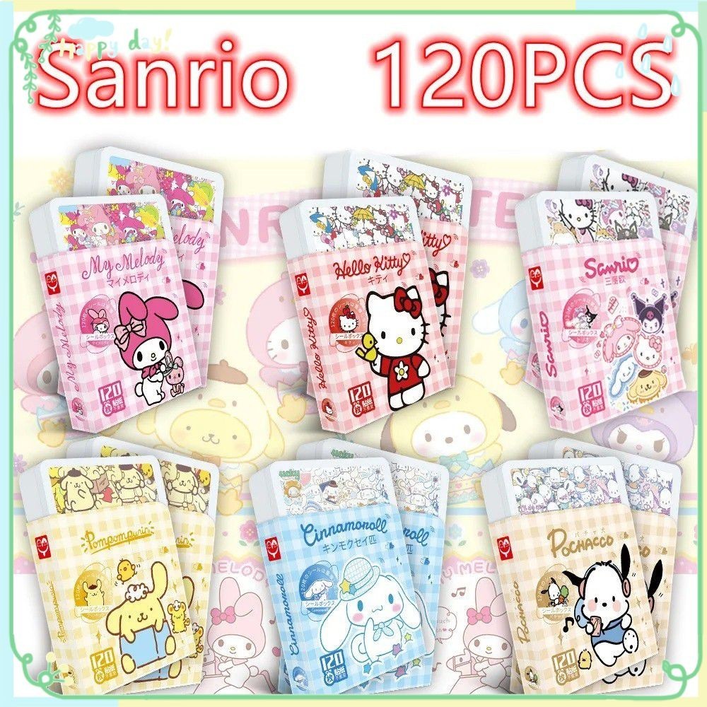 【COD】 120 Cái/hộp Nhãn dán Sanrio Kawaii Kuromi Hellokitty Giai điệu Sổ tay trang trí Phim hoạt ...