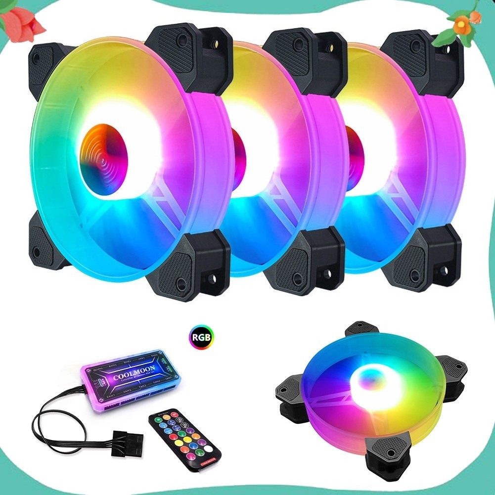 Mát _ 1 / 3 Cái Đèn LED RGB Đổi Màu Vỏ Máy Tính Quạt Làm Mát Tản Nhiệt ...
