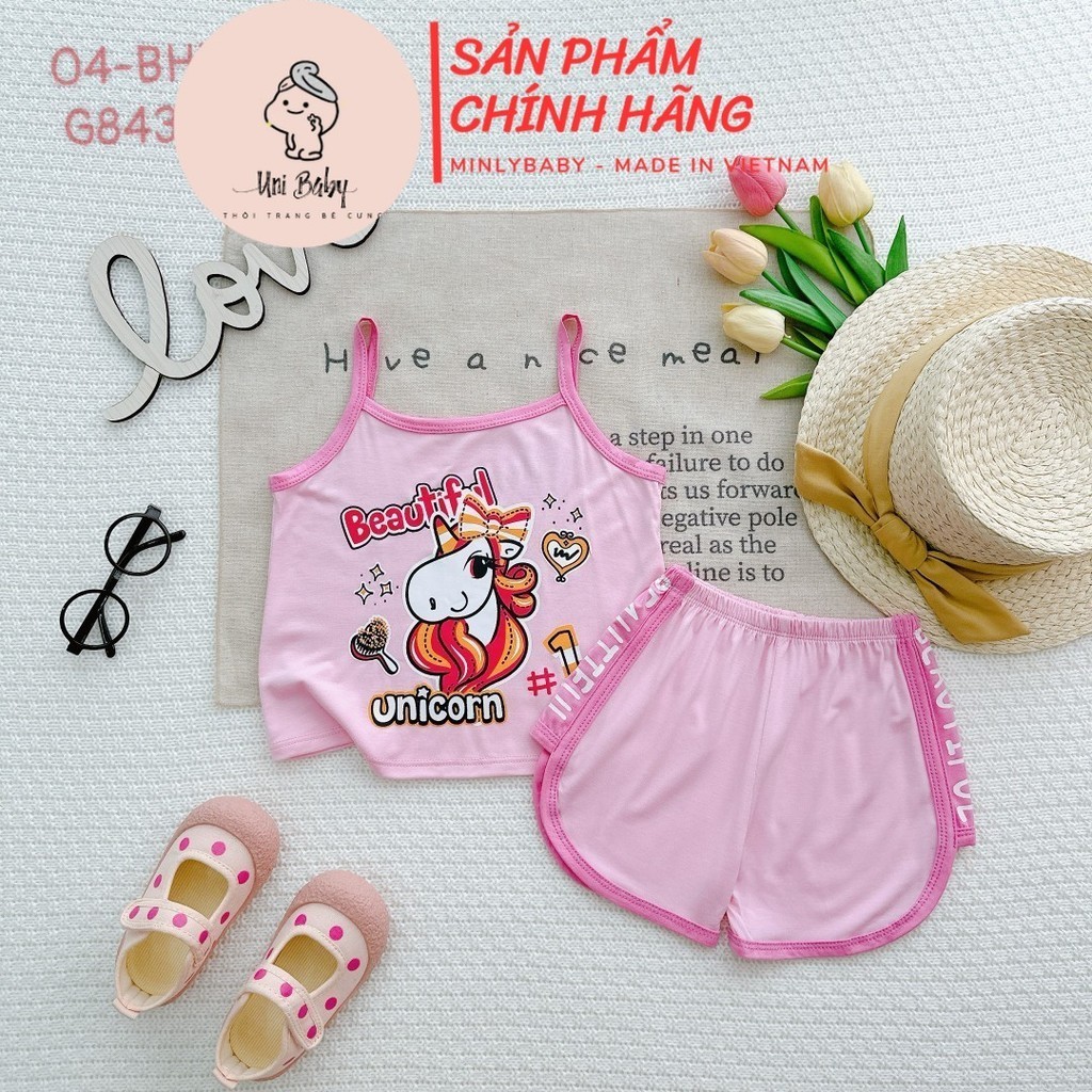 [9-22kg] Đồ bộ bé gái, bộ 2 dây bé gái thun lạnh MINLYBABY chính hãng, thiết kế quần phối kiểu ...