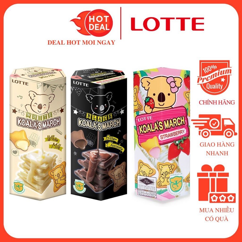 Bánh Gấu Koala's March Socola Trắng/Đen/Kem Dâu Lotte Hộp 37G - Nhập Khẩu Chính Hãng MOONSHINE ...