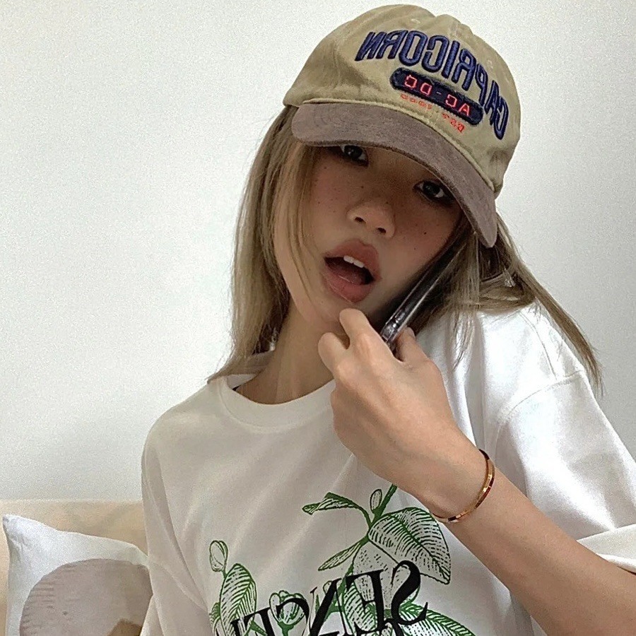 Mũ Bóng Chày Thông Thường Mỹ Hợp Thời Trang Nữ Retro Ba Chiều Thêu Chữ Khâu Hai Màu Liuliu ...