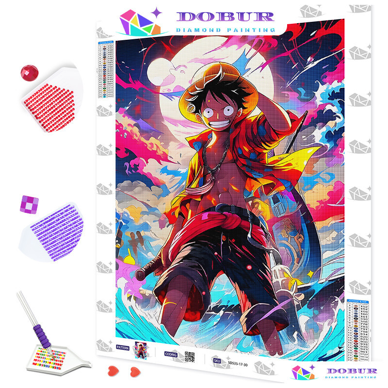 DOBUR | Bộ tranh kim cương | One Piece Luffy Hoạt Hình 5D DIY Tròn ...