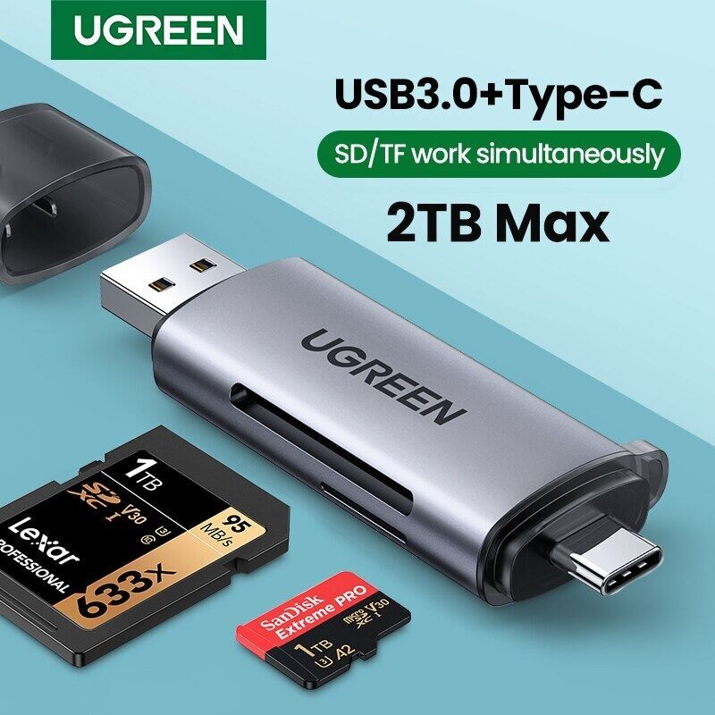 Đầu đọc thẻ nhớ Type C & USB 3.0 Ugreen 50706 80191 CM184 SD TF Type-C OTG chất lượng cao ...
