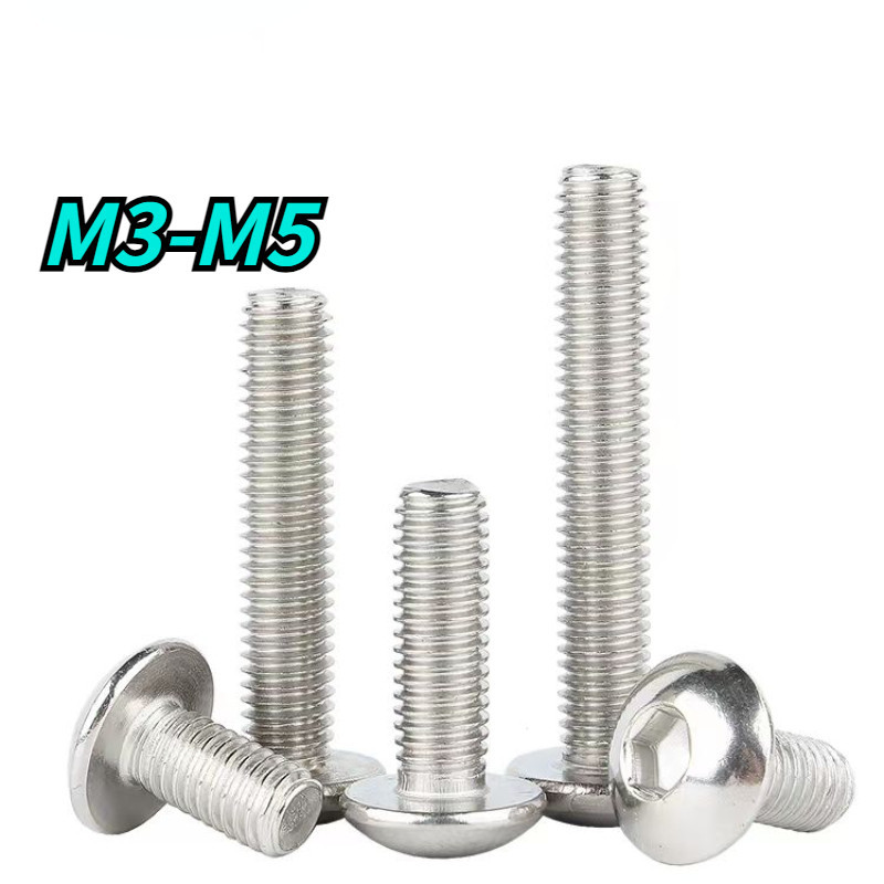 [Hnk] Thép không gỉ 304 Đầu phẳng lớn Lục giác Ổ cắm vít Đầu tròn Bu lông Đầu lớn Đầu nấm Vít M3 ...