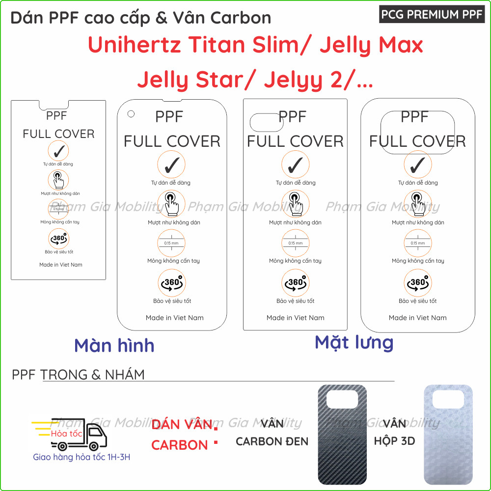 Dán PPF & Skin Carbon Unihertz Titan Slim/ Jelly Max/ Jelly Star/ Jelly ...