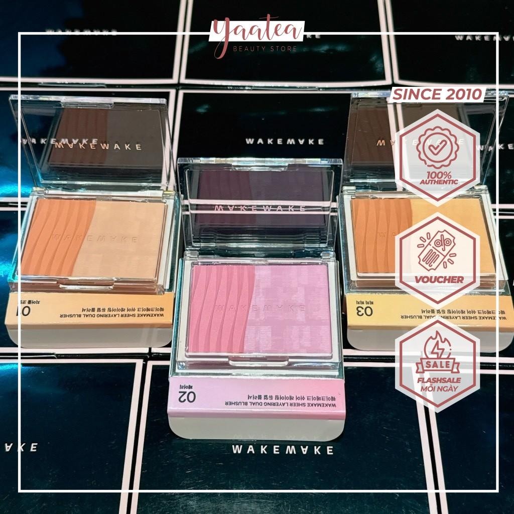 Má Hồng Wakemake Sheer Layering Dual Blusher | Shopee Việt Nam