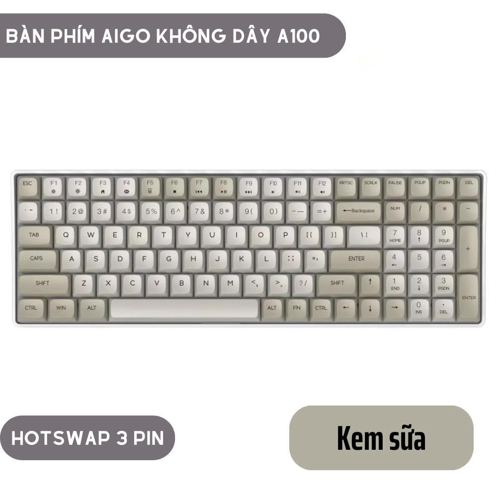Bàn phím cơ không dây AIGO A100 - Kết nối 2 chế độ - Có Hotswap - Blue Switch - ACSTORE247 ...