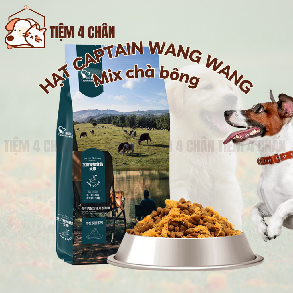 (500g Repack) Thức ăn khô cho chó hạt Captain Wang Wang mix topping chà bông - nội địa Trung ...