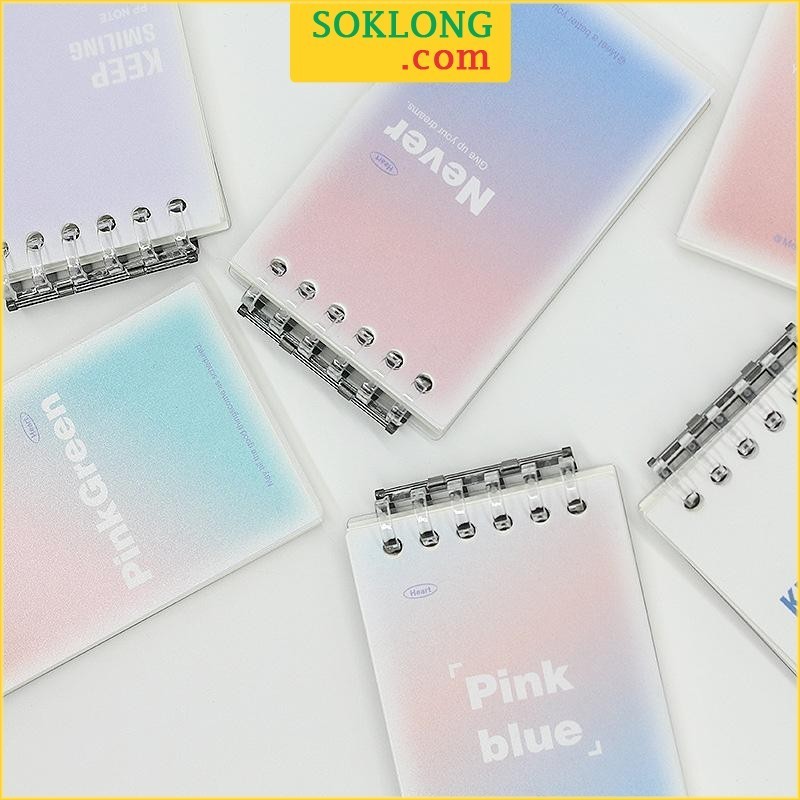 Sổ tay mini kẹp còng nhựa kẻ ngang bìa nhựa ombre S40 Sổ note 120 trang ...