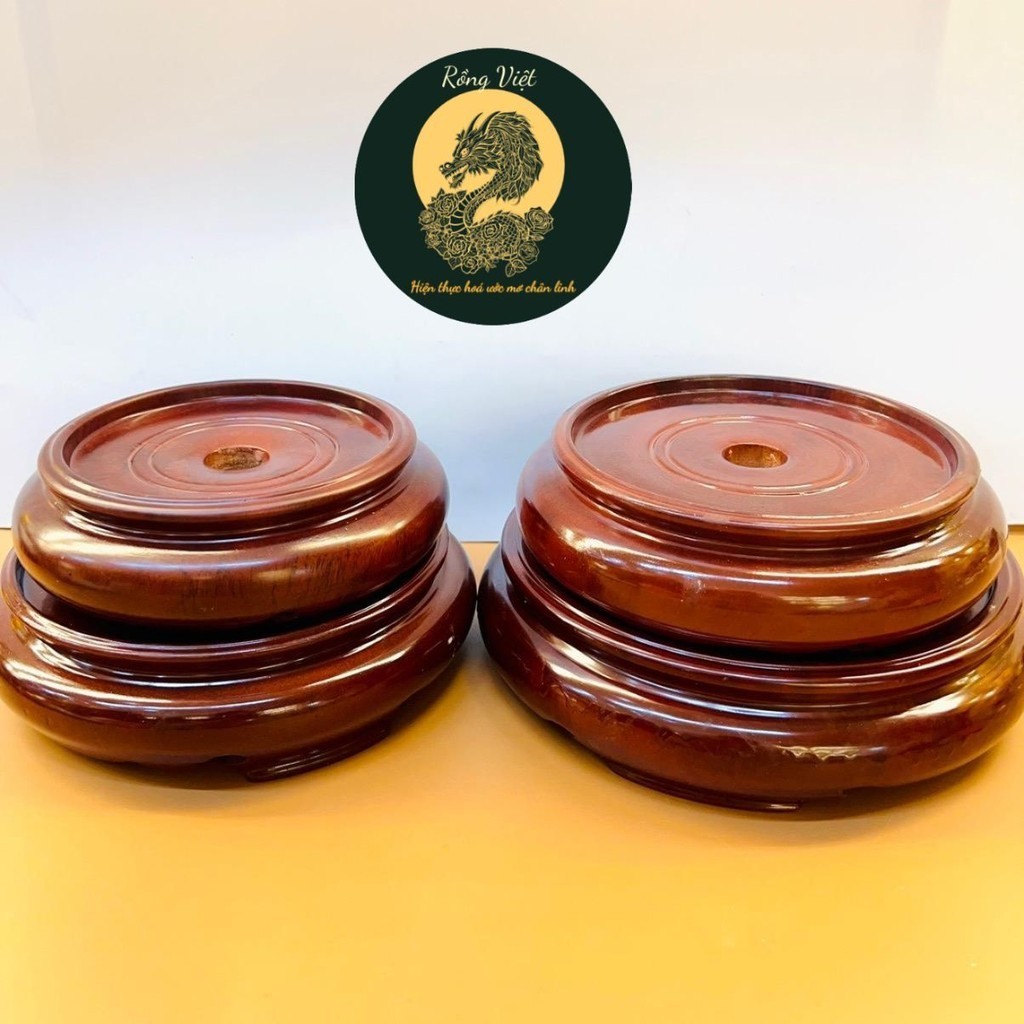 [RV68] Chân đế gỗ kê bát lư hương RỒNG VIỆT, chân đế tròn ban thờ thần ...