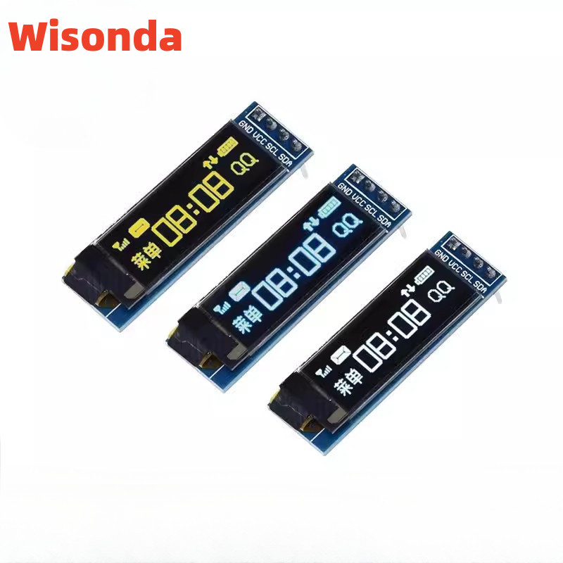 0,91 "inch 128x32 I2C IIC OLED LCD LED Mô-đun hiển thị đồ họa màu trắng / xanh cho Arduino ...