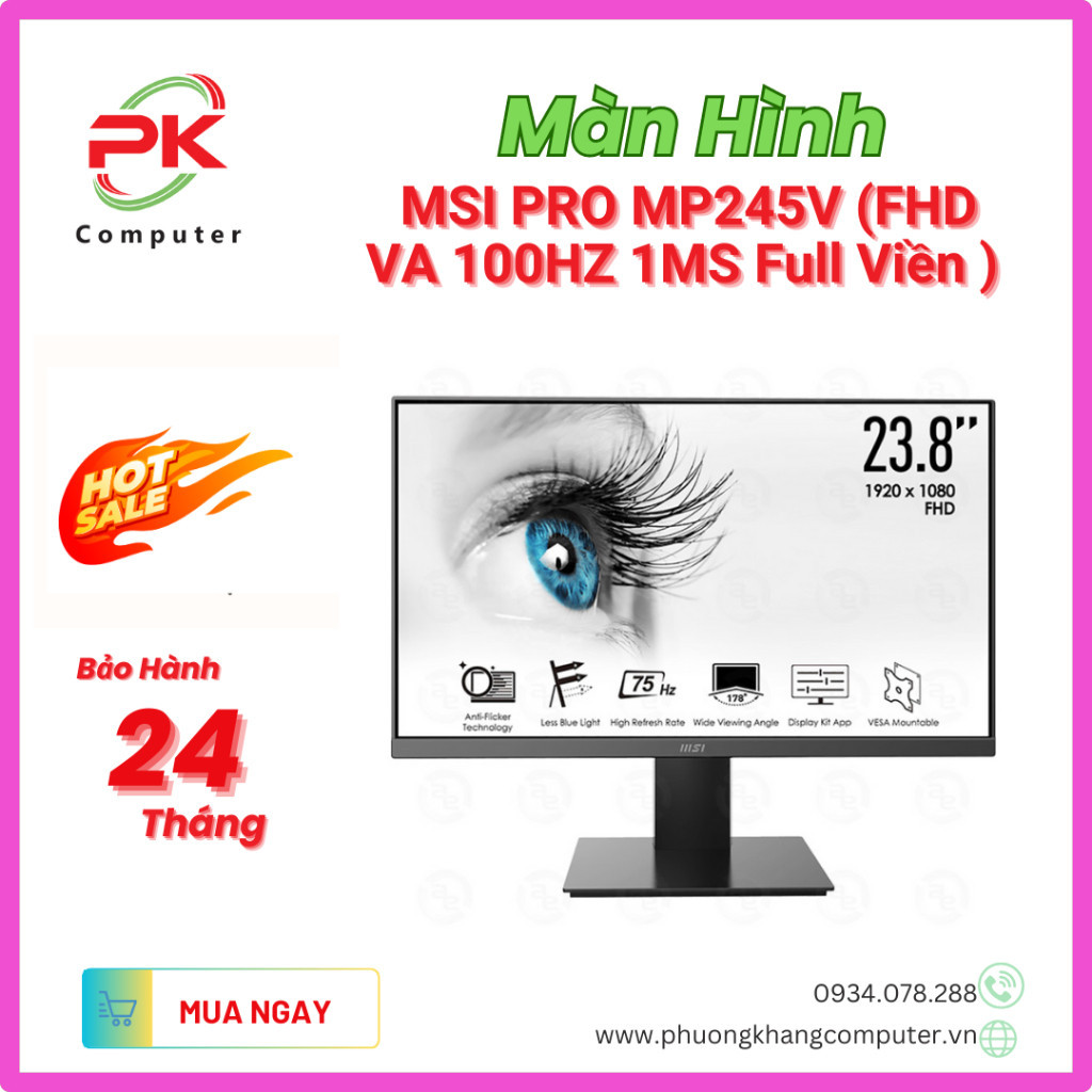 Màn Hình MSI PRO MP245V (FHD VA 100HZ 1MS Full Viền ) | Shopee Việt Nam