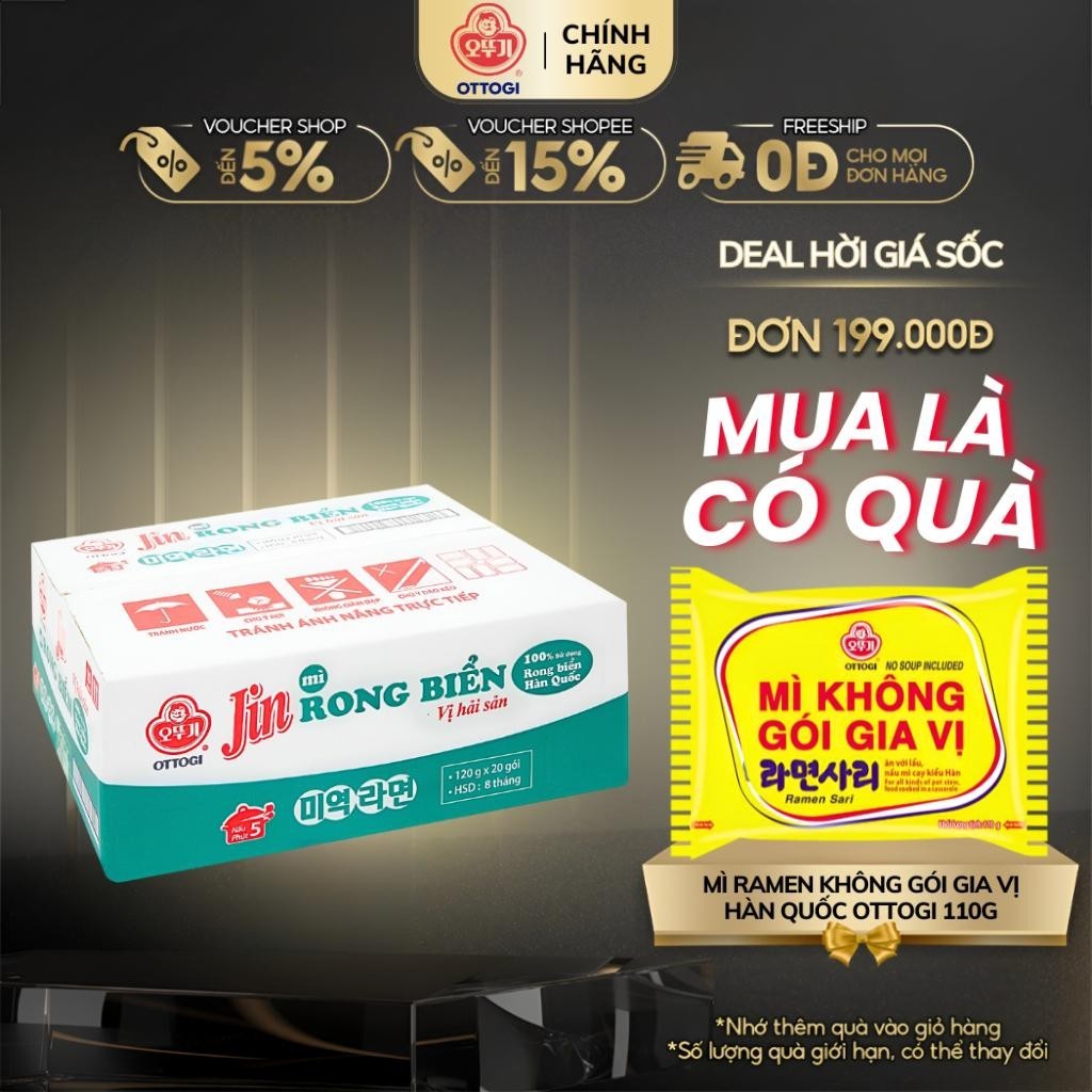 Thùng 20 gói Thùng Mì Jin Rong Biển Ottogi (120g/gói x 20) | Shopee ...
