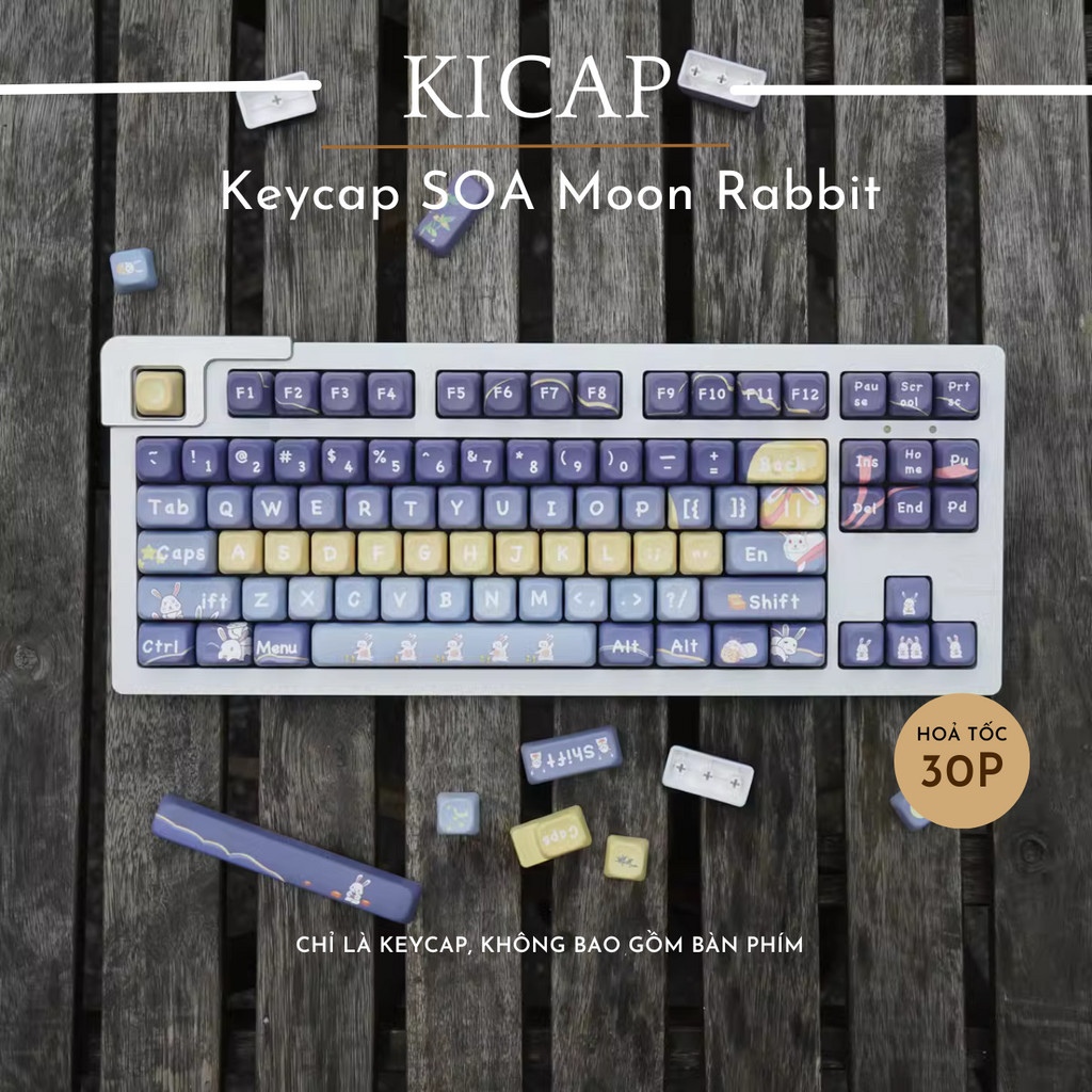 Bộ keycap SOA Moon Rabbit PBT Dyesub 132 nút cute nút bàn phím cơ ...