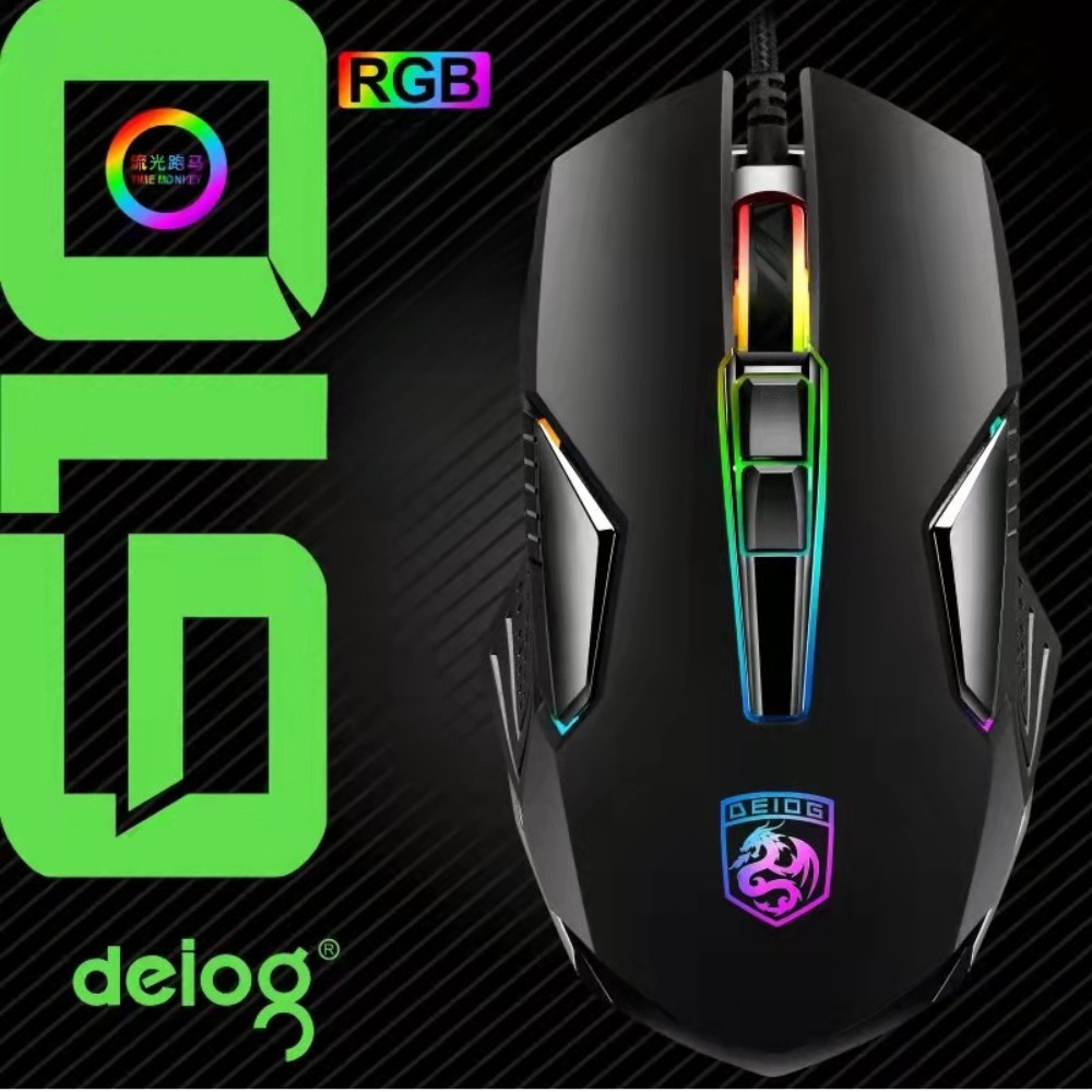 Chuột máy tính gaming Deiog G10 Marco silent LED RGB 4000 dpi cho máy tính vi tính laptop chơi ...
