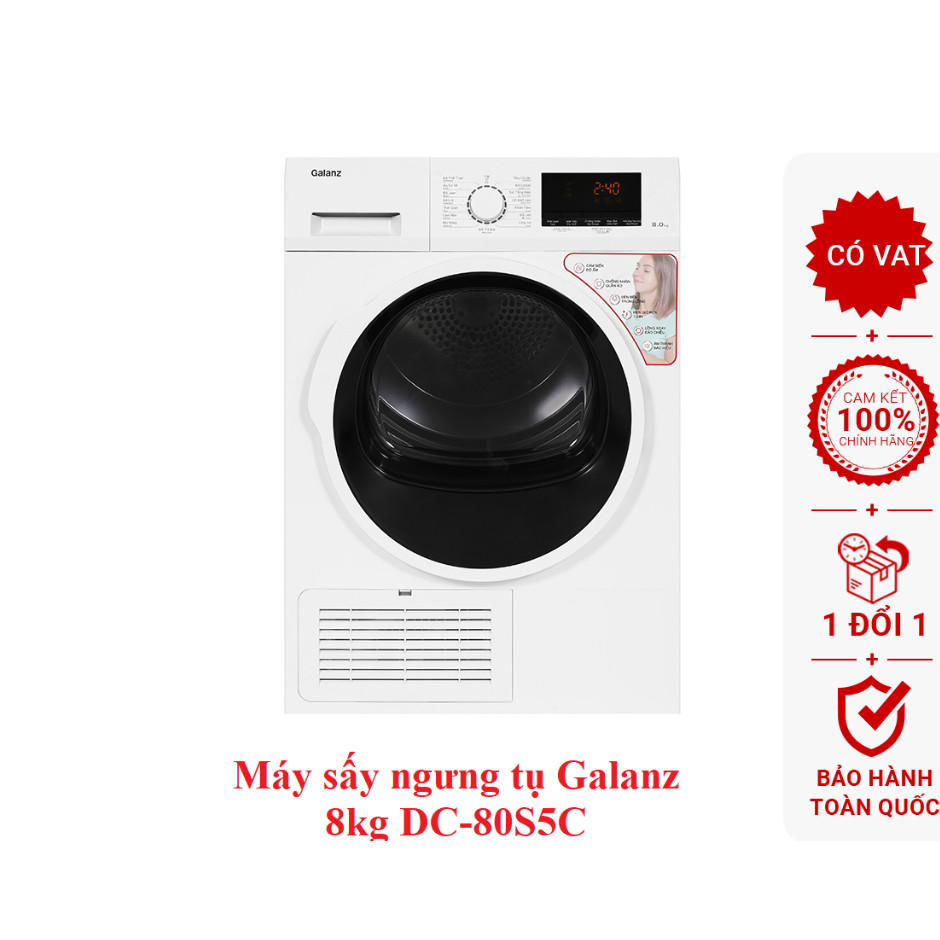 [Hỏa tốc 2H] Máy sấy ngưng tụ Galanz 8 kg DC-80S5C - Hàng chính hãng (Bảo hành 24 tháng ...