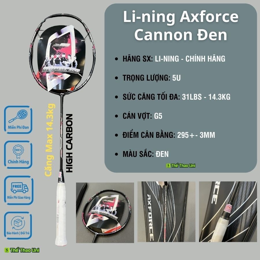 [Chính hãng] Vợt Cầu Lông Lining Axforce Cannon Đen, Căng Max 14,3kg ...