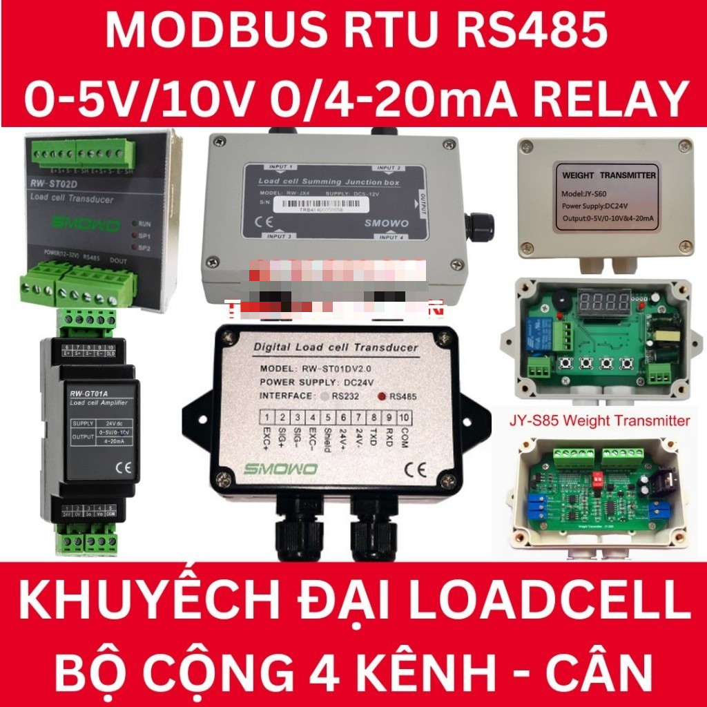 Bộ khuếch đại chuyển đổi Loadcell SMOWO RS485 ST02D GT01D analog 4-20mA 0-10V 0-5V RW ST01A ...
