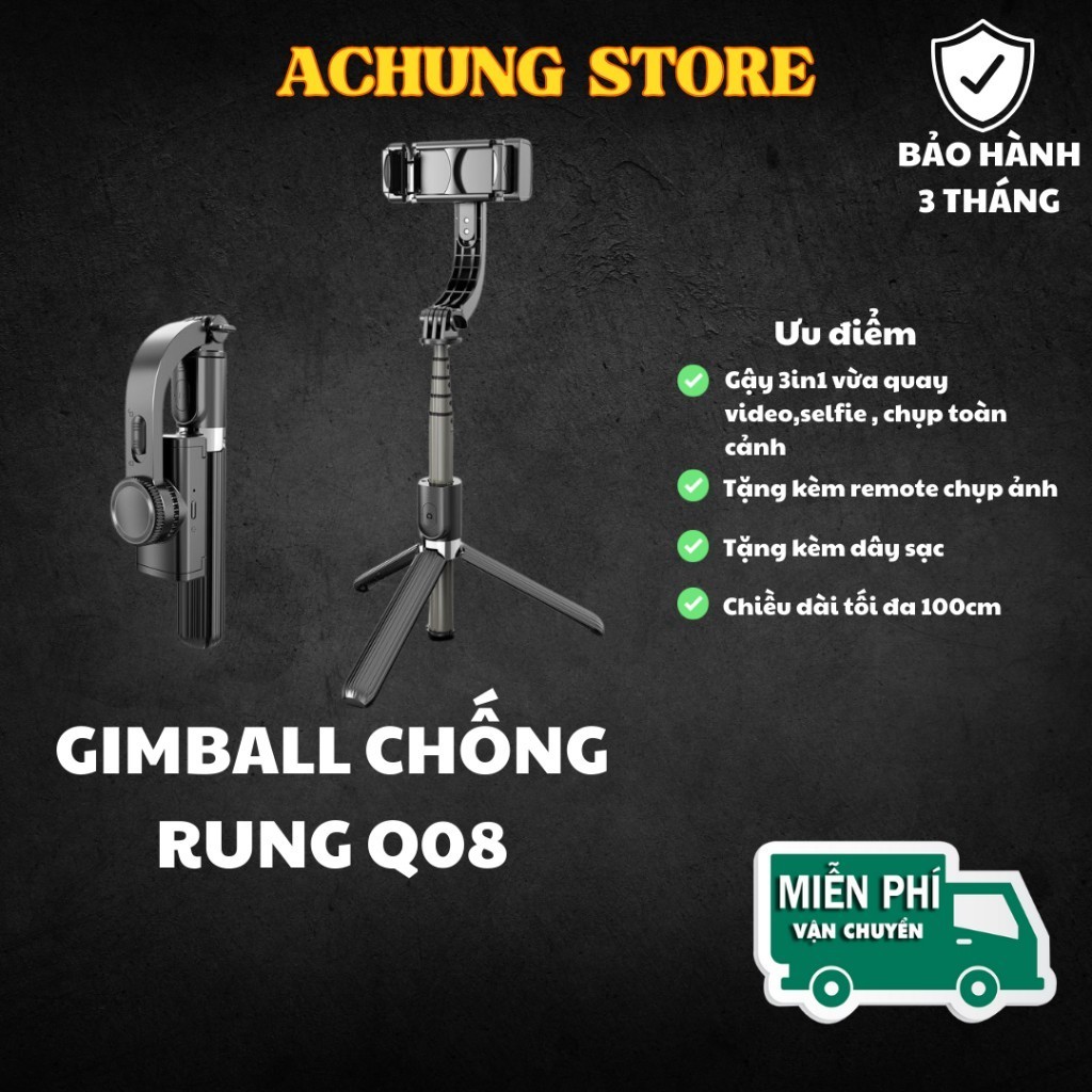Tay Cầm Chống Rung Điện Tử Gimbal Q08 Có Bluetooth - Gimbal Điện Thoại Chống Rung - Có Chân Đỡ ...
