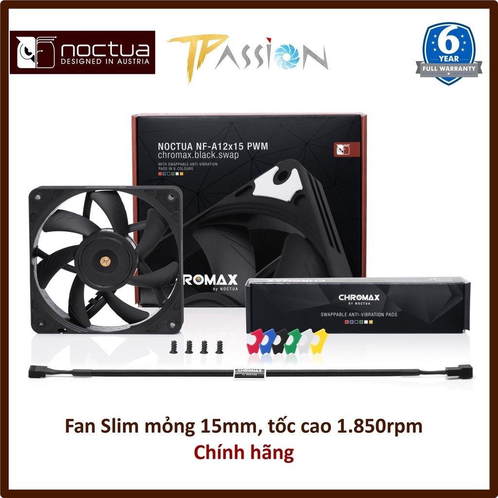 Quạt tản nhiệt Fan case 12cm Noctua NF-A12x15 PWM Chromax Black Swap ...