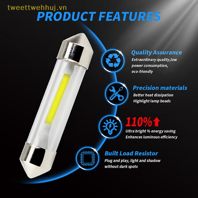 Đèn đọc sách ô tô màu trắng Tweedhuj C5W 31mm Festoon LED 36 39 41 MM SV8.5 C10W Bóng đèn Mái ...