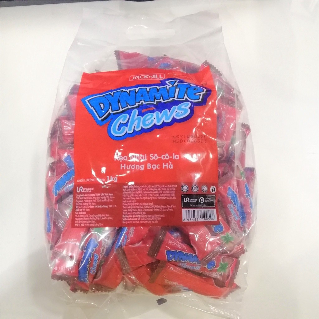 Gói 1kg Kẹo Nhai 3 viên kg Sôcôla Hương Bạc Hà Dynamite Chews Choco ...