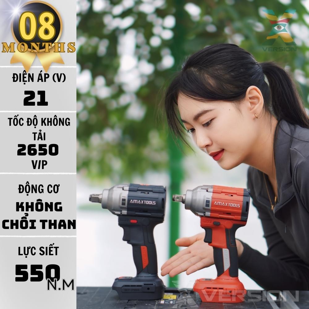 Thân Máy siết bulong pin 21V Amaxtools ABL55012SM 550N.m - Xversion kèm pin Xbattery xả cao ...