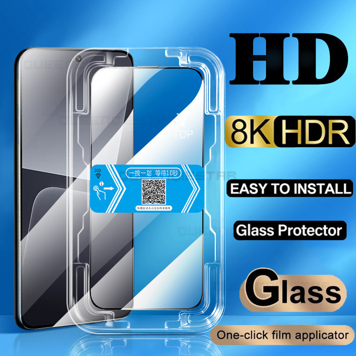 Kính cường lực khung tự dán dán màn hình bảo vệ màng loa cho Xiaomi Mi 14 14T 13T 12T 11T 10T ...