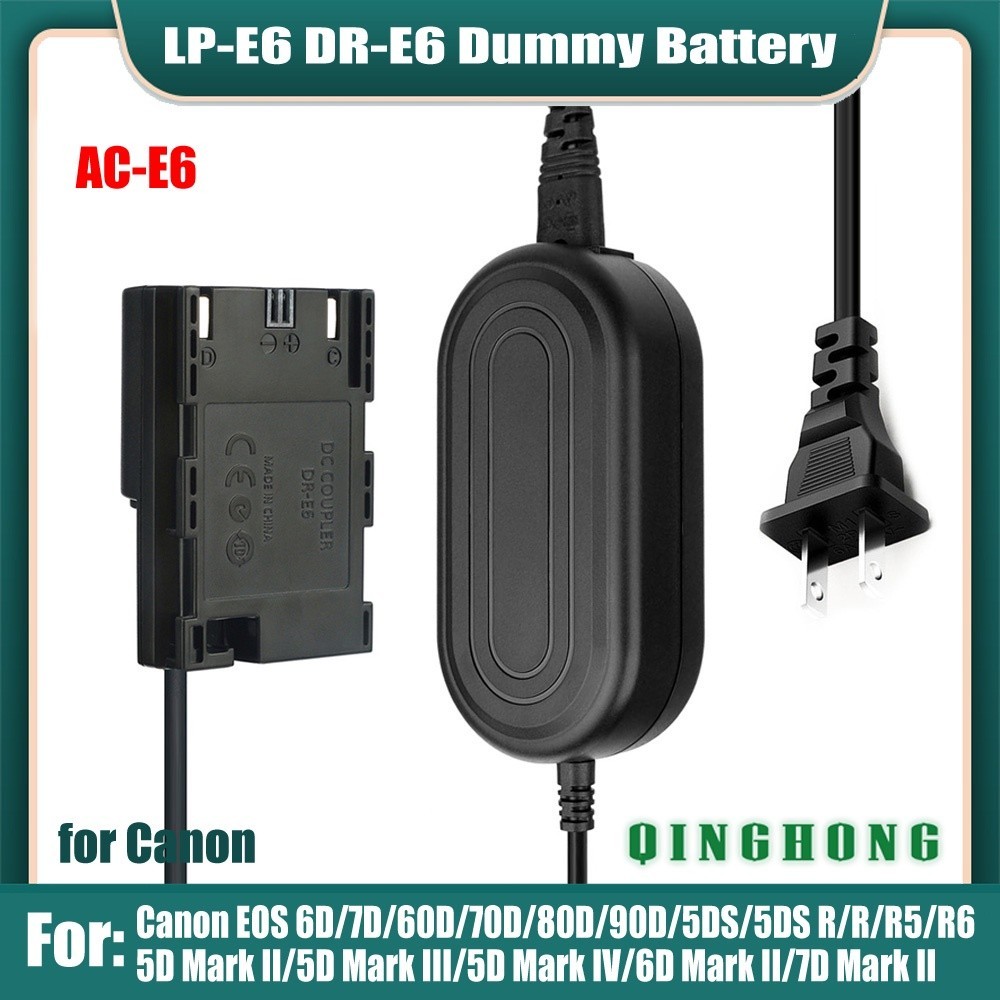 Lp-e6 LP-E6N Pin giả DR-E6 Bộ ghép nguồn DC & Bộ chuyển đổi nguồn AC AC-E6 cho máy ảnh Canon EOS ...