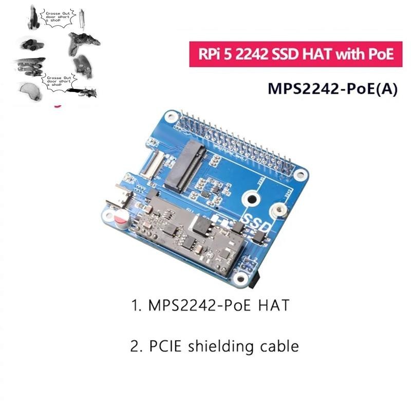 Mps2242-poe A cho Raspberry Pi 5 PCIE sang NVME SSD 2242 Mũ có nguồn ...
