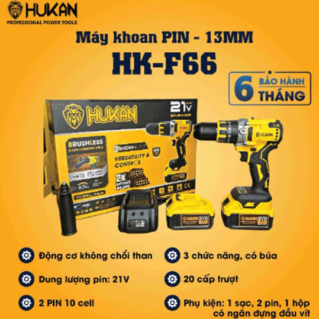 Máy khoan pin HUKAN HK-F66 lực siết 90N.m động cơ không thổi than 3 ...
