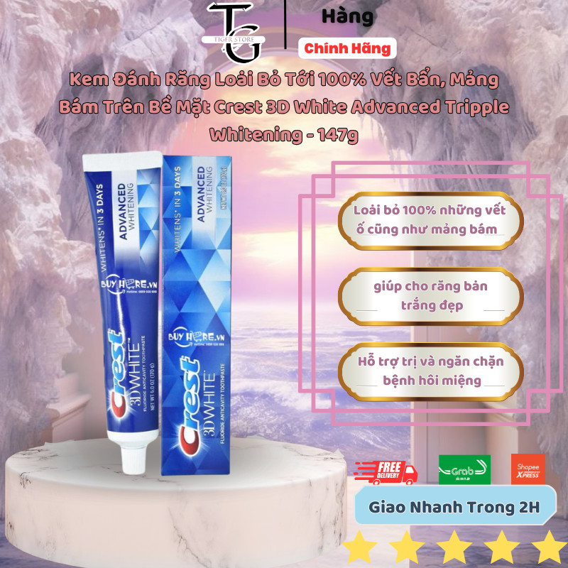 Kem đánh răng Crest 3D White Advanced Tripple Whitening - 147G | Shopee Việt Nam