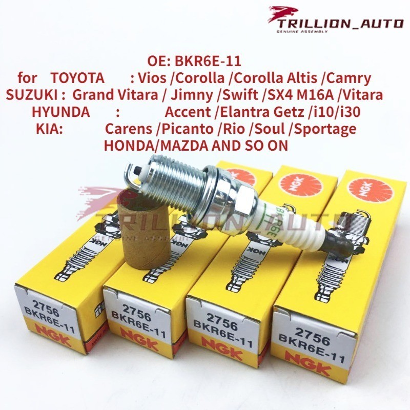 Bộ 4 bugi NGK BKR6E-11 cho TOYOTA / SUZUKI / HYUNDAI / KIA / MAZDA ...