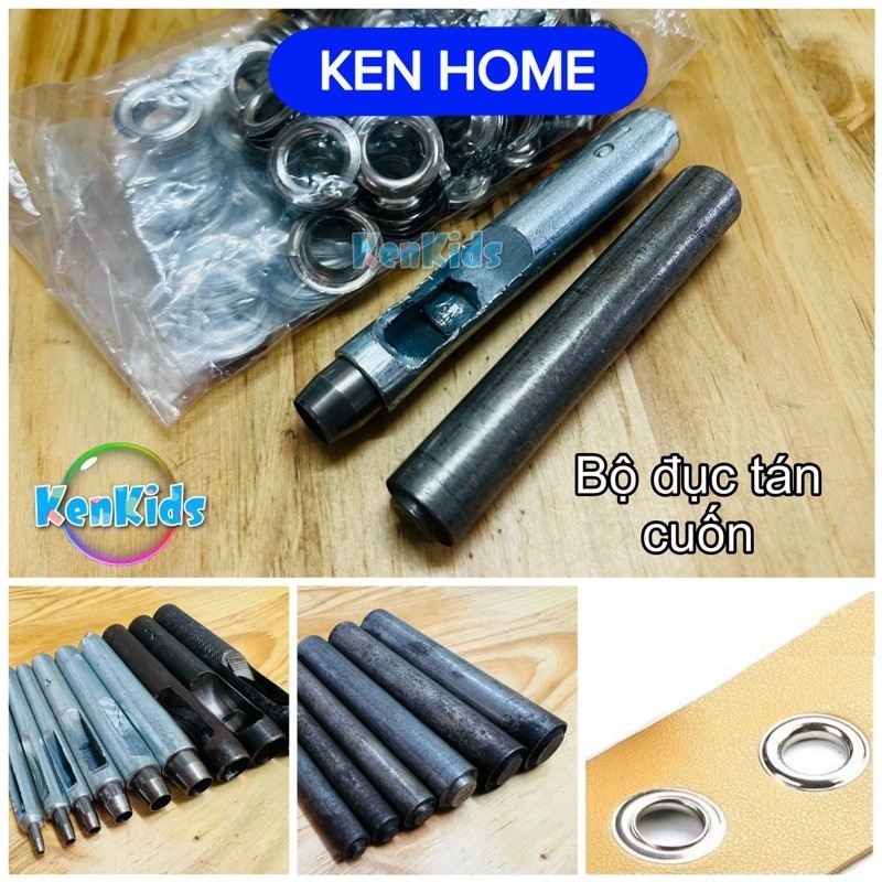 [HỎA TỐC] Bộ 3 dụng cụ đục khoen đóng khoen ore (mắt cáo) TÁN CUỐN dùng cho tấm bạt , da, vải ...