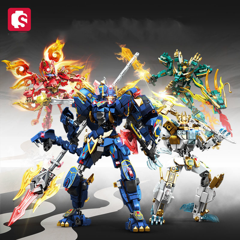 Đồ chơi Lắp ráp Sembo 103330 White Tiger Mecha 103331 Green Dragon ...