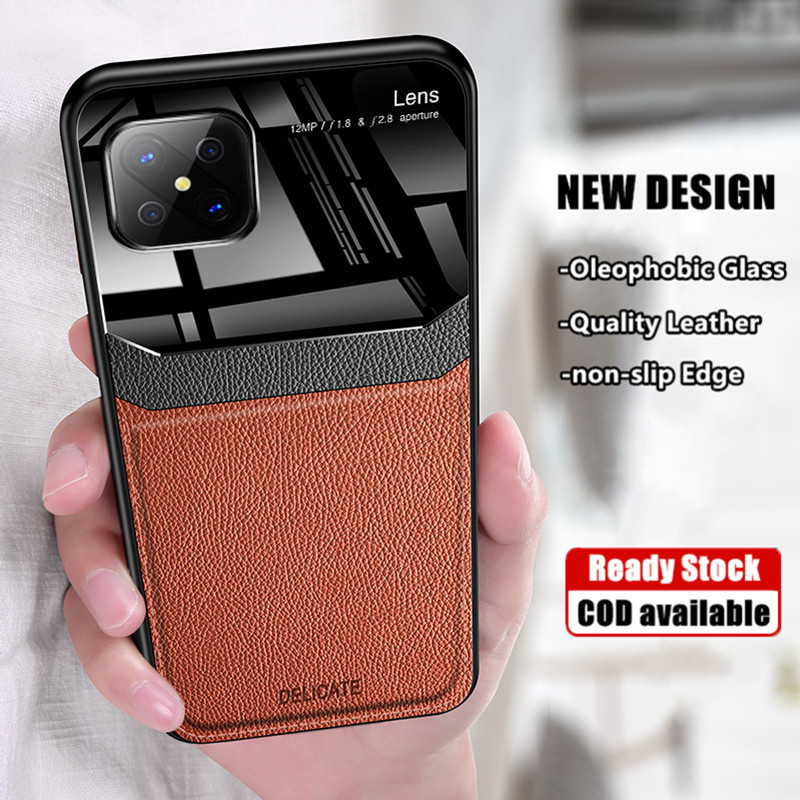 Dành Cho OPPO Reno4 Z 5G CPH2065 Ốp Da Kính Oleophobic Tối Giản Mỏng Có ...