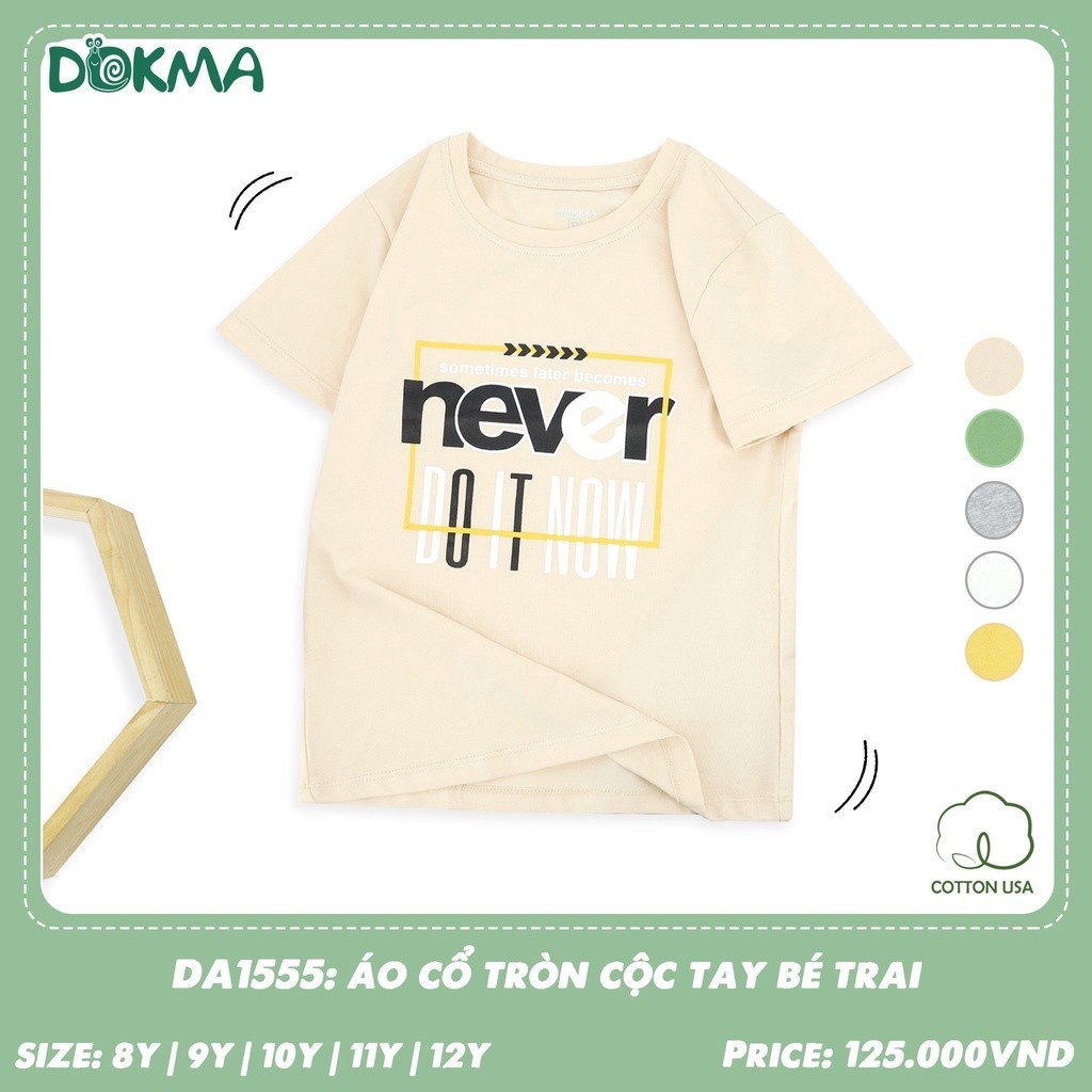 (25-42kg) Áo Cổ Tròn Cotton Cộc Tay Bé Trai Phối Chữ Dokma DA1555 ...