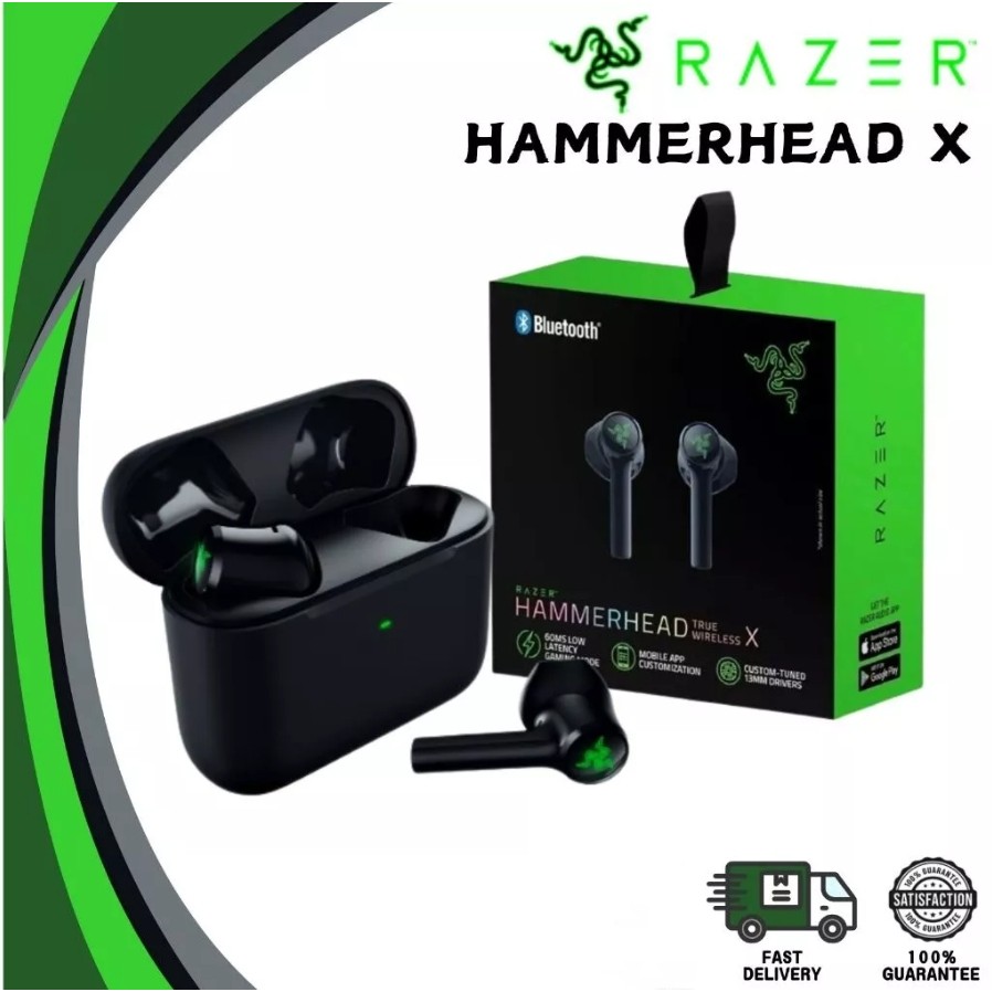 Tai nghe chơi game Bluetooth không dây thực sự Razer Hammerhead X ...
