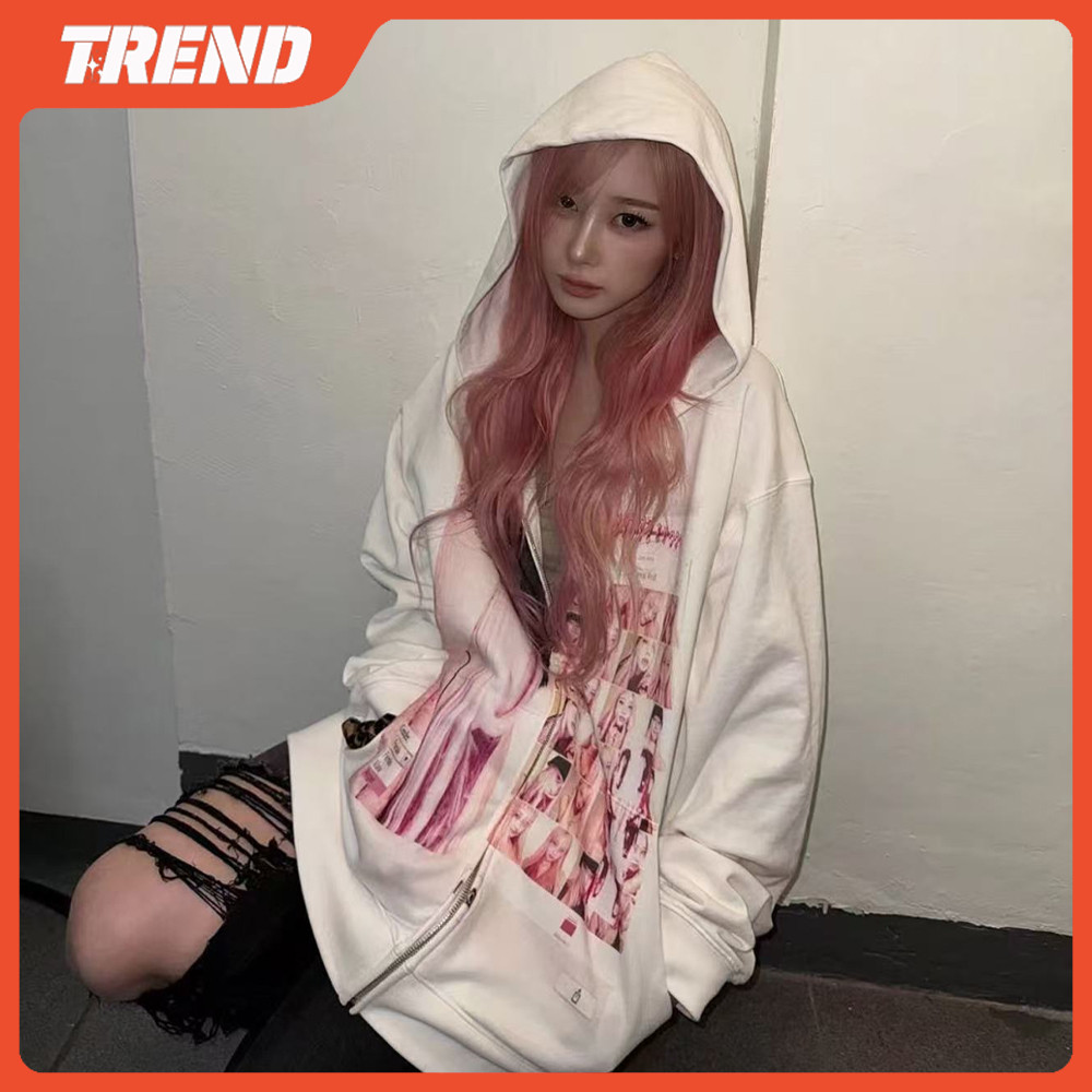 Kpop AESPA Giselle RVENGE Áo Hoodie có khóa kéo bằng Cotton cỡ lớn thời ...