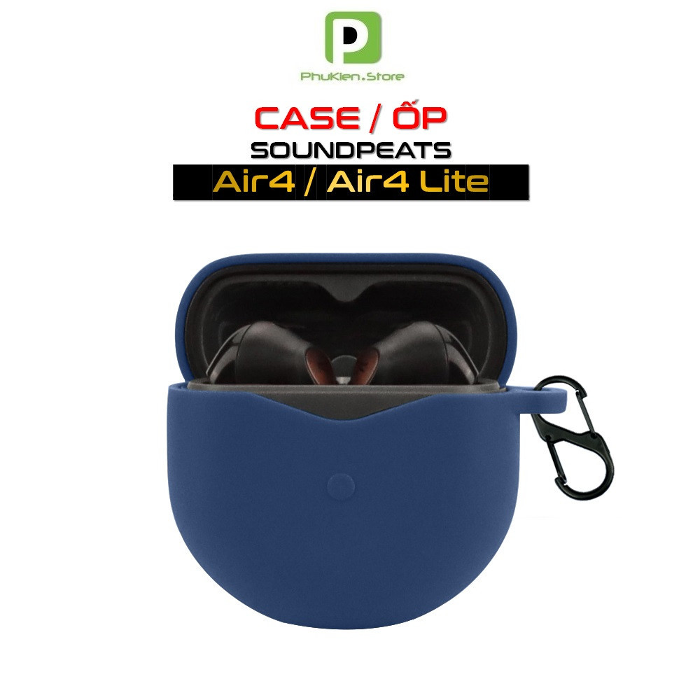 Case ốp bao silicone cho tai nghe Soundpeats Air4 / Air4 Lite - Kèm móc khóa , có nhiều màu ...